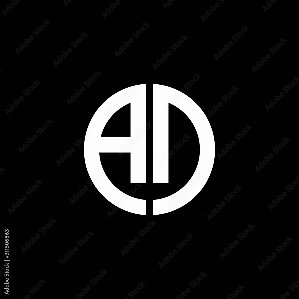 AD monogram logo circle ribbon style design template Stock Vector ...
