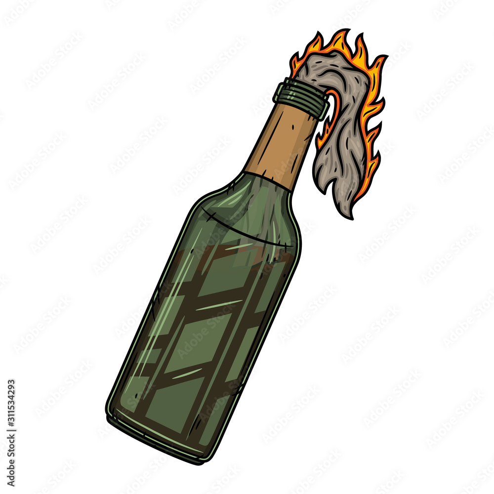 Molotov cocktail isolated on white background. Vector illustration ...