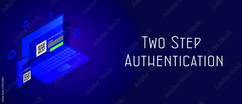 Two step authentication secure concept. Enable 2FA 2 steps verification ...