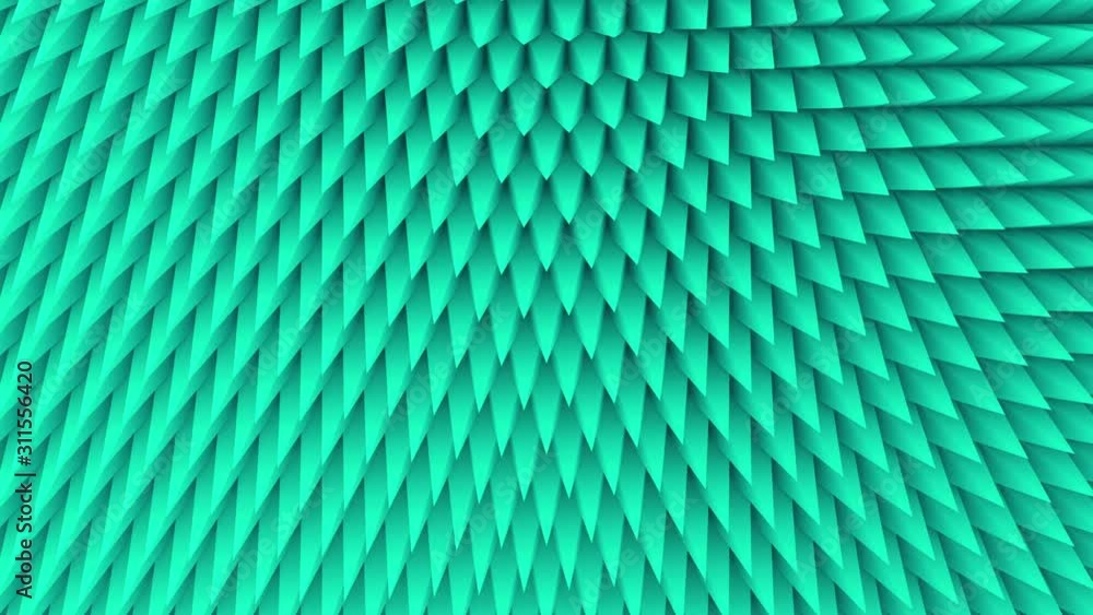 Abstract 3d geometric triangle shapes moving like waves. Colored ...