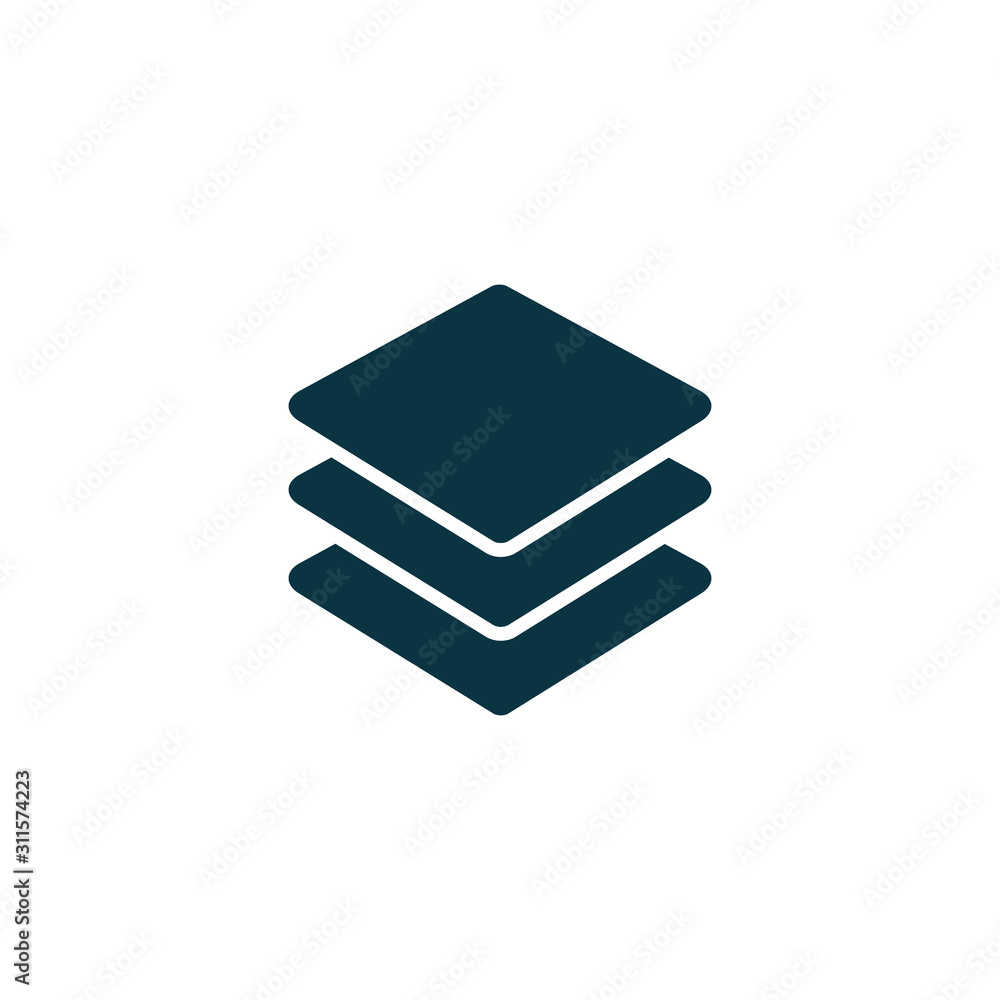 Layer icon vector logo. Stack paper symbol flat line technology. Layers ...