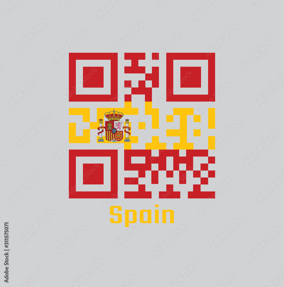 QR code set the color of Spanish flag. A horizontal of red yellow and ...