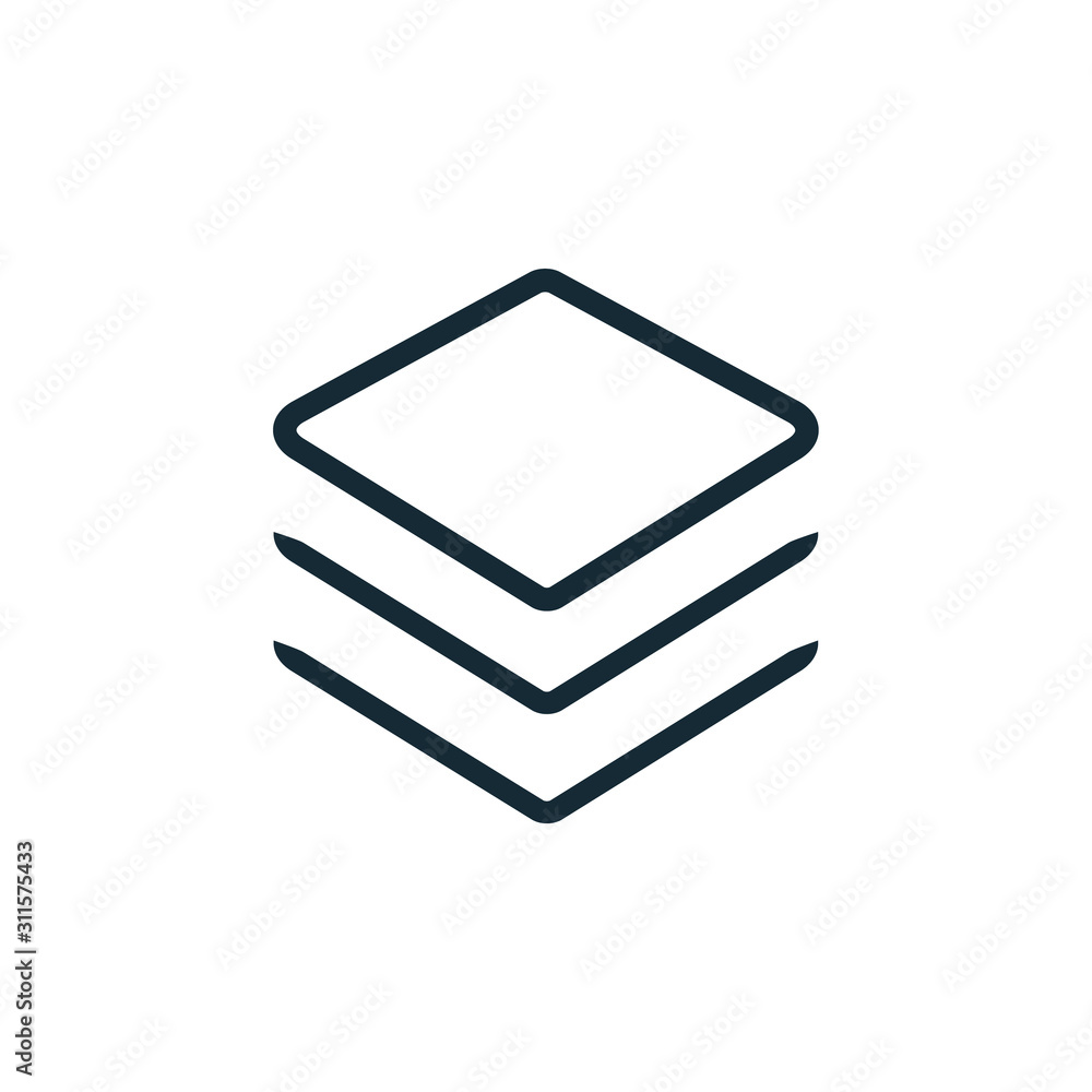 Layer icon vector logo. Stack paper symbol flat line technology. Layers ...