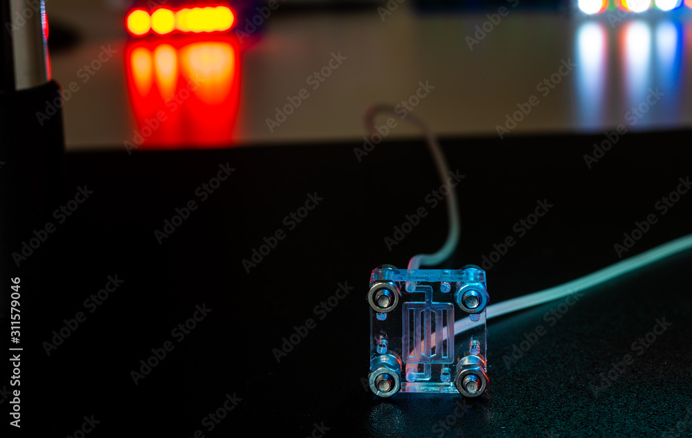 Foto de Organ-on-a-chip (OOC) - microfluidic device chip that simulates ... Foto de Organ-on-a-chip (OOC) - microfluidic device chip that simulates ...