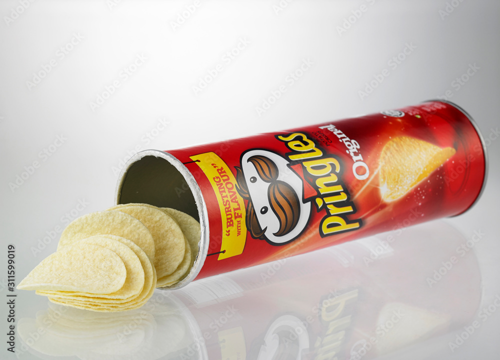 original Pringles potato chip on the white background Stock Photo ...