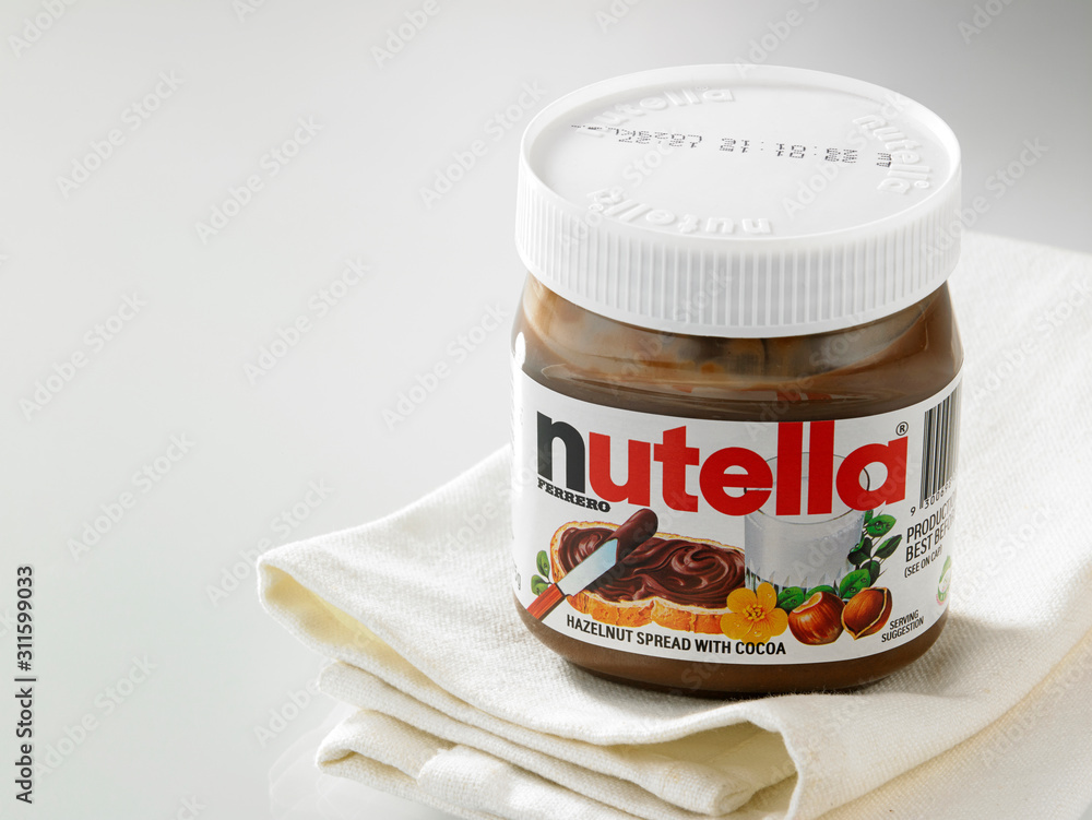 Nutella packaging on the gray background Stock Photo | Adobe Stock