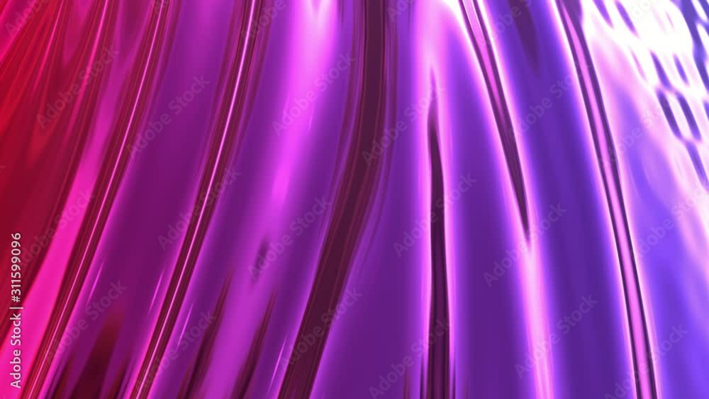 Animated metalic red blue gradient in 4k. 3D render of wavy cloth ...