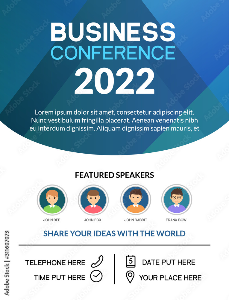Business conference simple template invitation. Geometric magazine ...