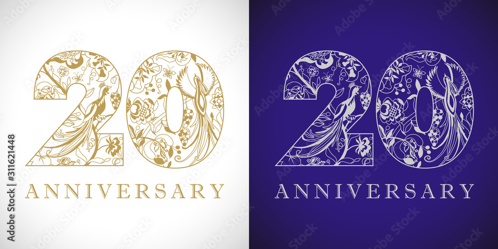 20 years old logotype. 20 th anniversary numbers. Decorative symbol ...