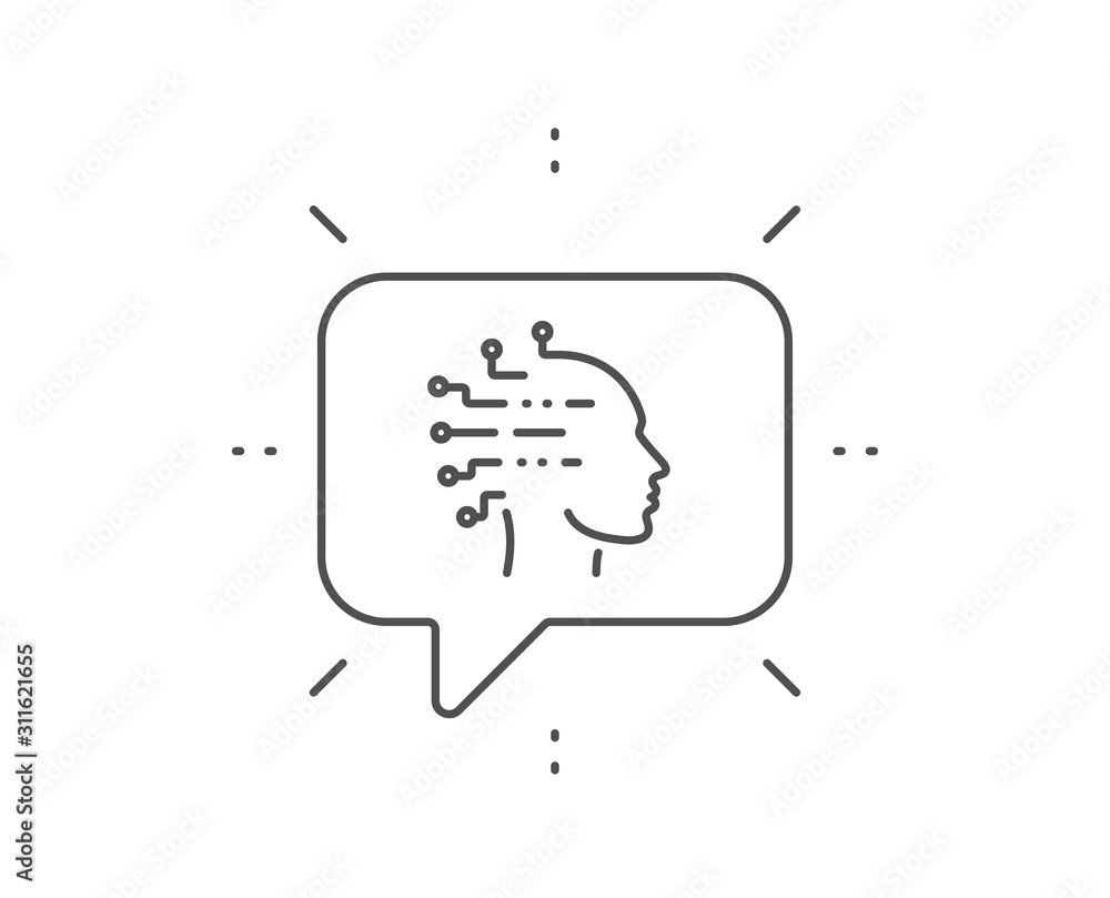 Artificial intelligence line icon. Chat bubble design. Ai head sign ...