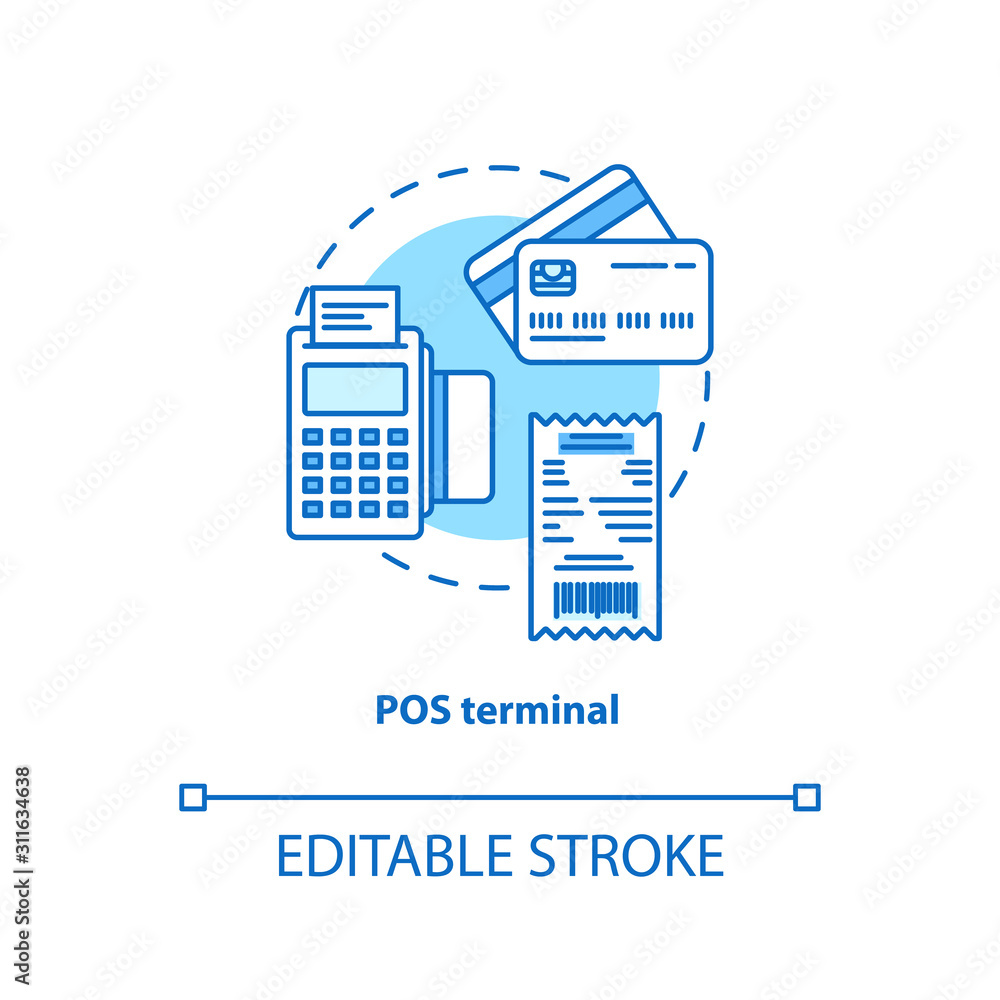 POS terminal turquoise concept icon. Terminal idea thin line ...
