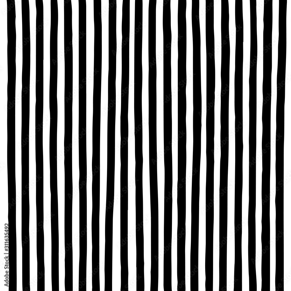 Hand drawn vertical parallel black thick lines on white background ...