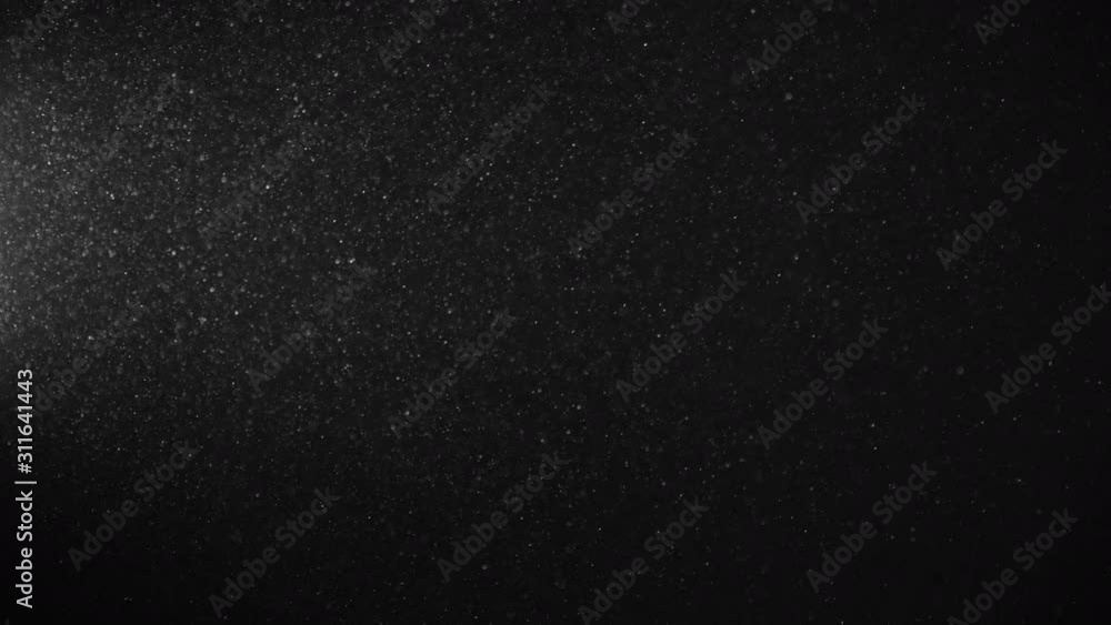 Natural Organic Dust Particles Floating On Black Background. Glittering ...