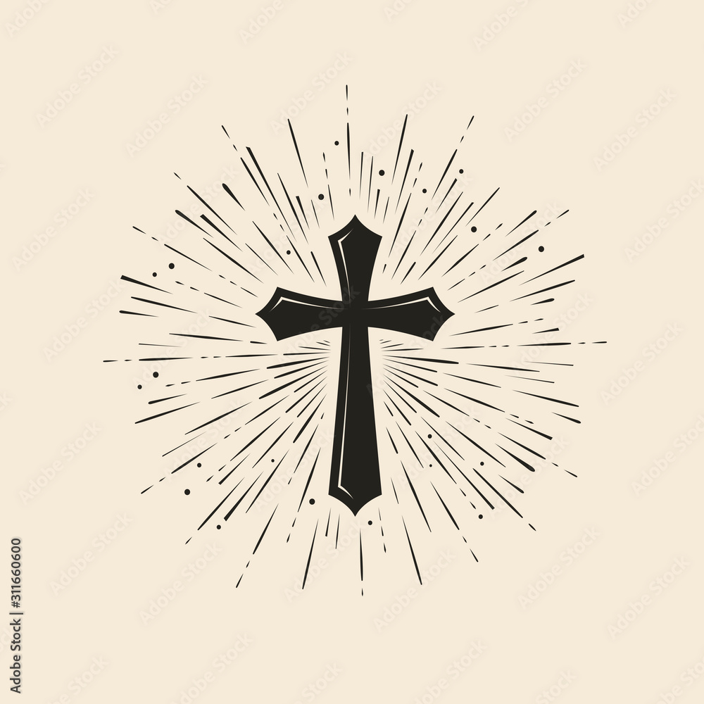 Christianity symbol of Jesus Christ. Cross, worship symbol. Vintage ...