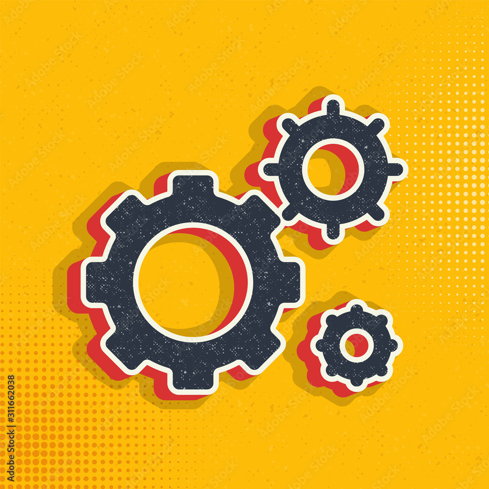 Mass production, settings pop art, retro icon. Vector illustration of ...