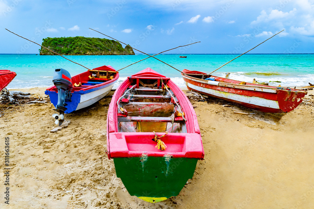 White Sand Beach With Boats