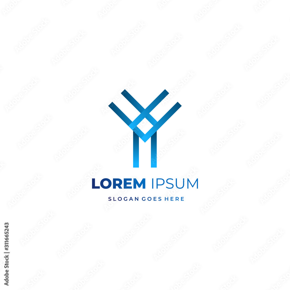 Technology logo letter Y initial shape for start up and company ...