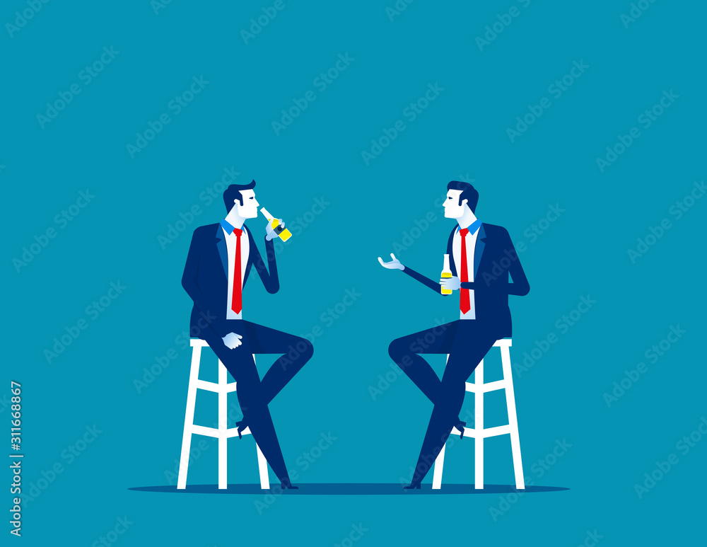 Drinking beer after work. Concept busines rest vector illustration ...