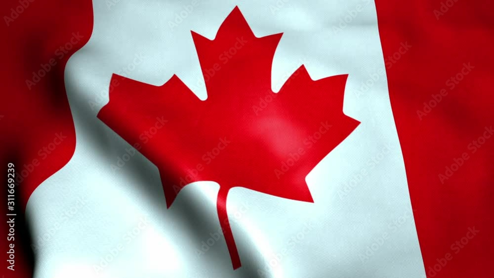 Canadian flag waving in wind video footage Full HD. Realistic Canadian Flag background. Canada ...