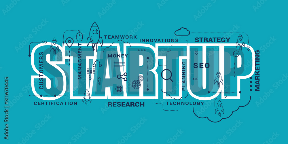 Startup business design concept with rocket Stock Vector | Adobe Stock