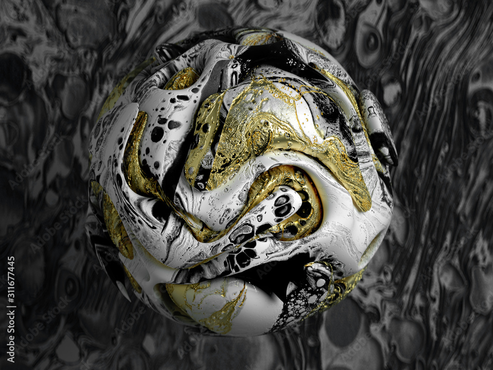 3d render of abstract 3d ball with depth of field effect in organic ...