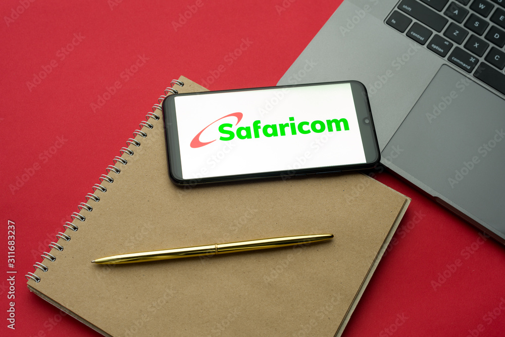 Tula, Russia - 06 december 2019: Safaricom logo visible on display ...