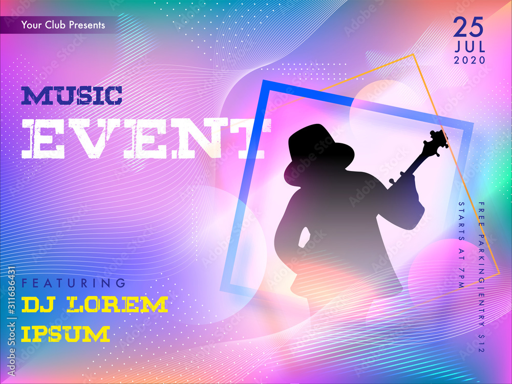 Music Event Invitation, Poster or Flyer Design with Silhouette Singer ...