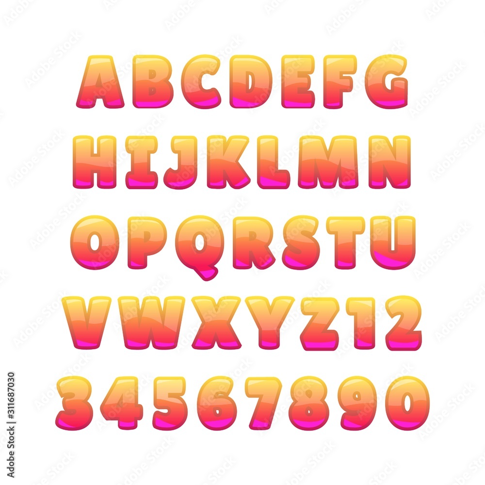 Cartoon bubble font. Comic and Cartoon Alphabet. Game Font. vector ...