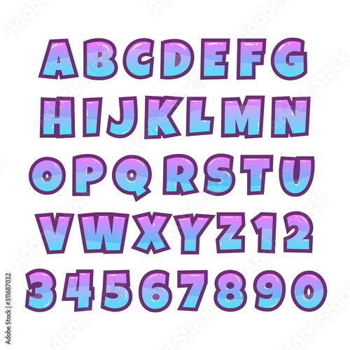 Cartoon bubble font. Comic and Cartoon Alphabet. Game Font. vector ...