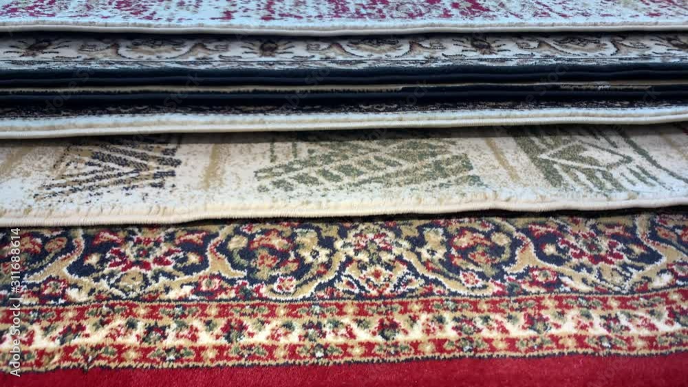 Persian rugs and carpets , Carpet samples in a homeware store, carpet ...
