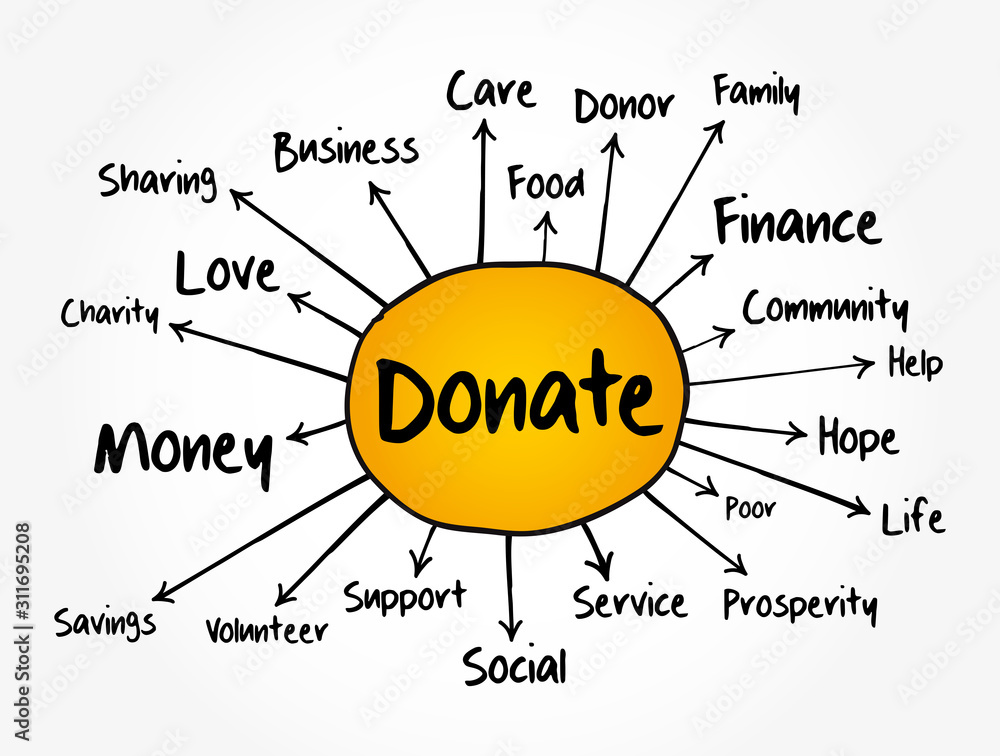 Donate mind map flowchart, business concept for presentations and ...