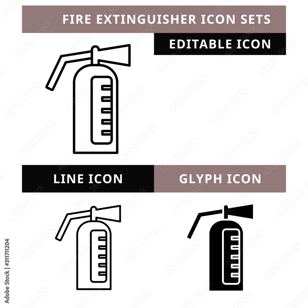 Fire Extinguisher icons set vector design, modern editable line and ...