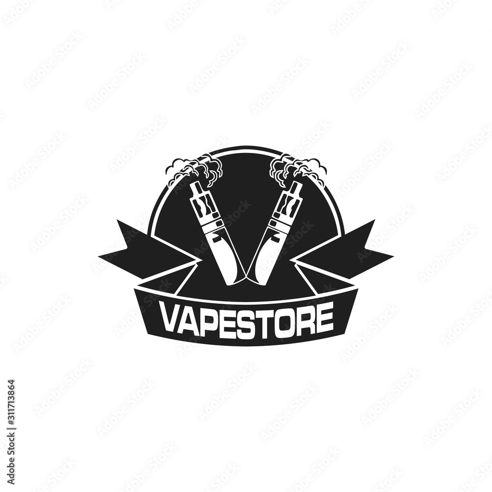 vape shop logo design vector. black white vape logo Stock Vector ...