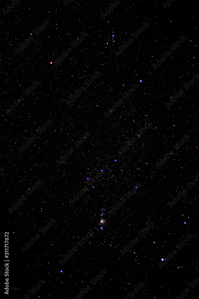 Long Exposure shot of orion constellation and orion nebula Stock Photo ...
