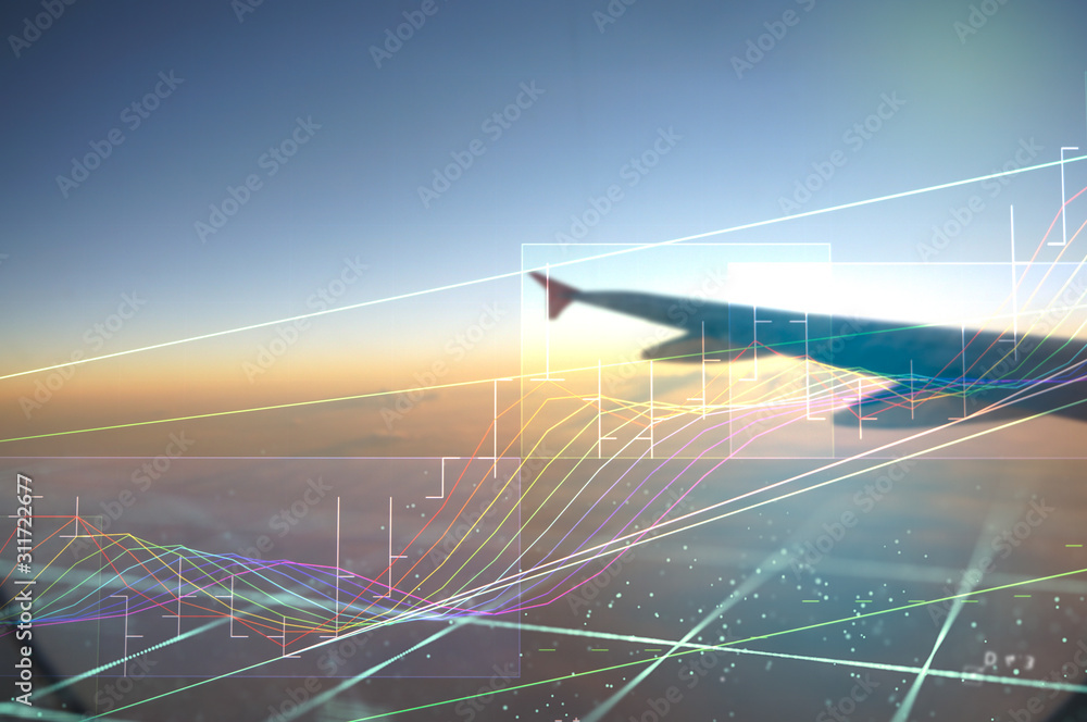 Stock market digital graph chart on LED display concept. A large ...