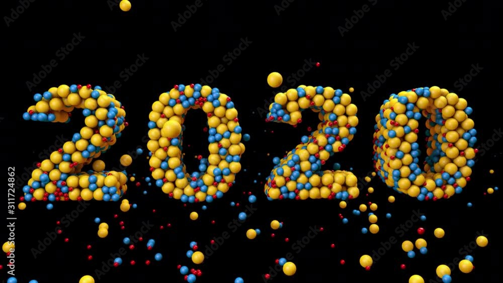 2020 New Year motion graphics video footage, Bubbles ball text ...