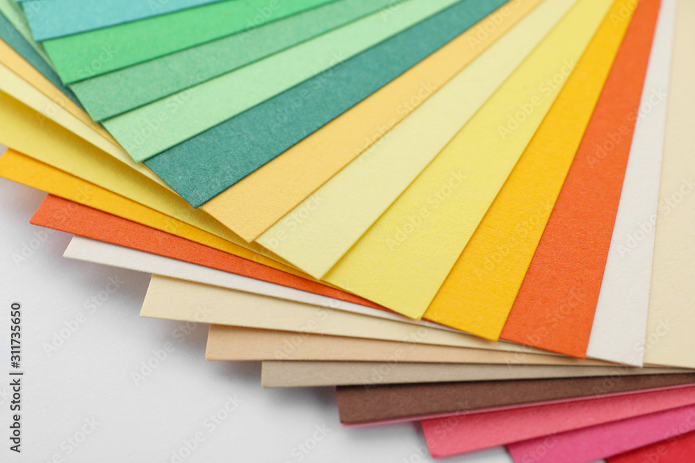 Color palette samples on white background, closeup Stock Photo | Adobe ...