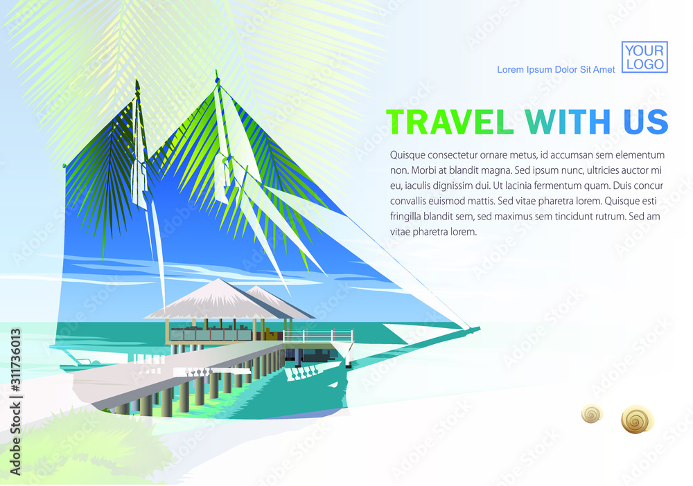 Travel sevices banner. Advertising printable template for POS materials ...
