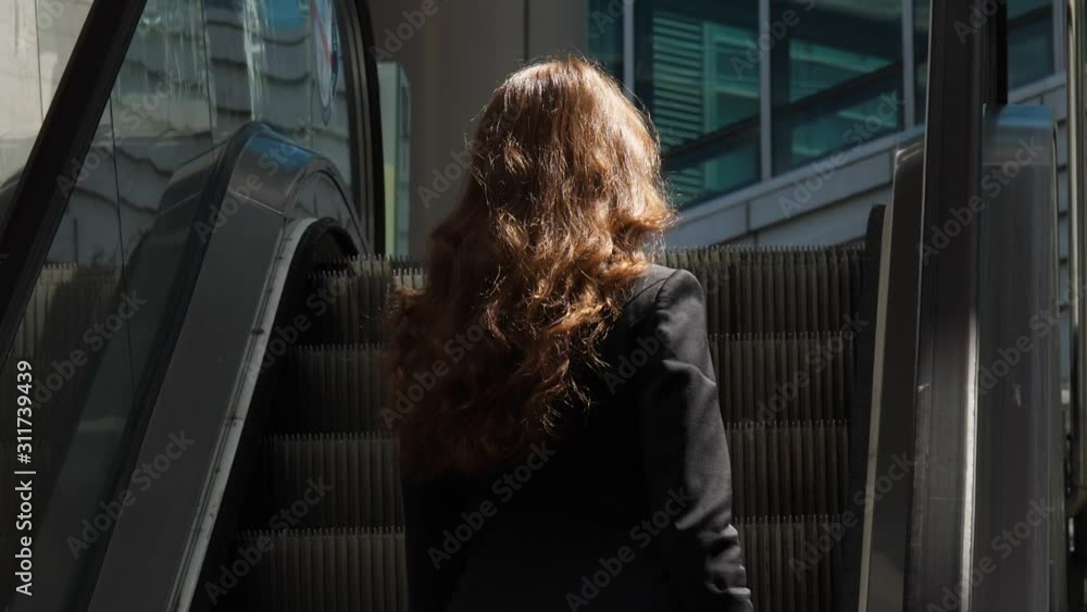 Woman turn and look back, long hair fly in air, slow motion shot. Lady ...
