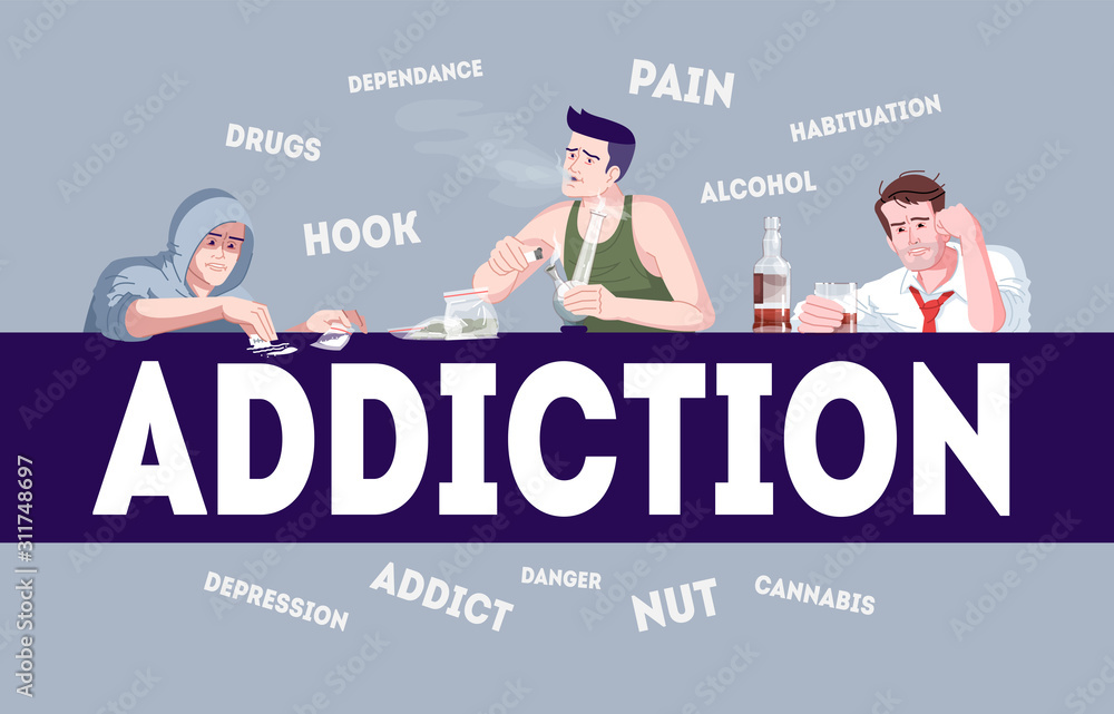 Addiction vector infographic template. Narcomania, alcoholism danger ...
