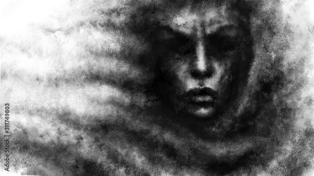 Angry witch from darkness. Stock Illustration | Adobe Stock