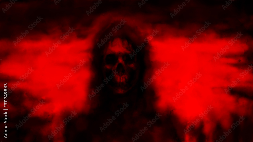 Goddess of death from darkness. Horror fantasy illustration. Evil queen ...