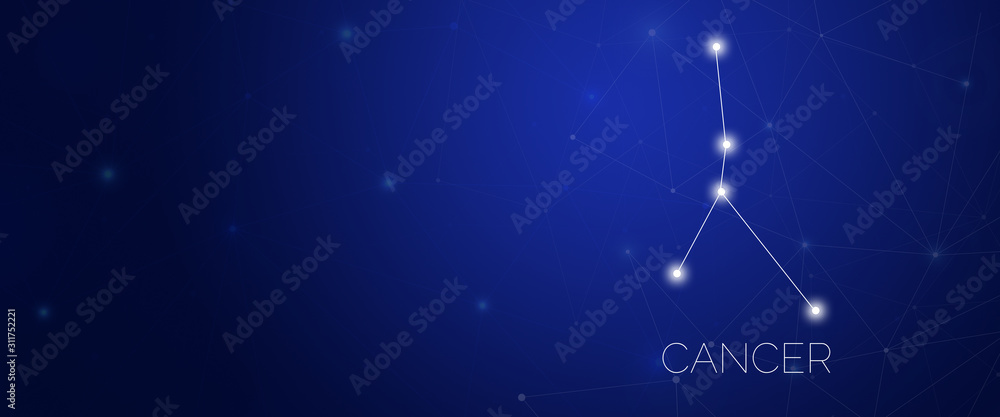 ภาพประกอบสต็อก Zodiac constellation of Cancer in abstract space ...