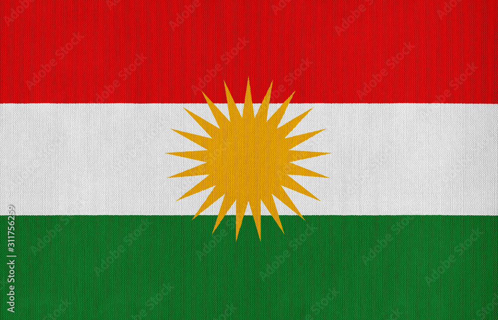 National flag of Kurdistan on a cotton texture background Stock ...