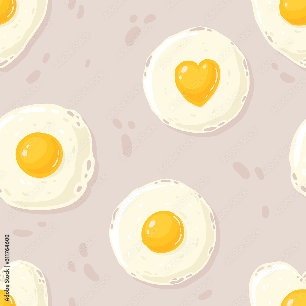 cartoon pattern of the fried eggs in the different shapes Stock Vector ...