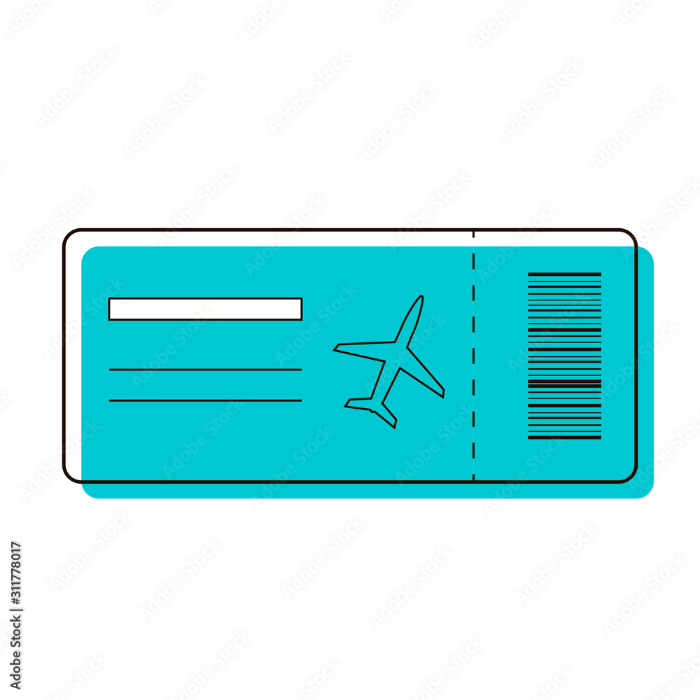 Airplane ticket with barcode. Ticket validation point. Electronic ...