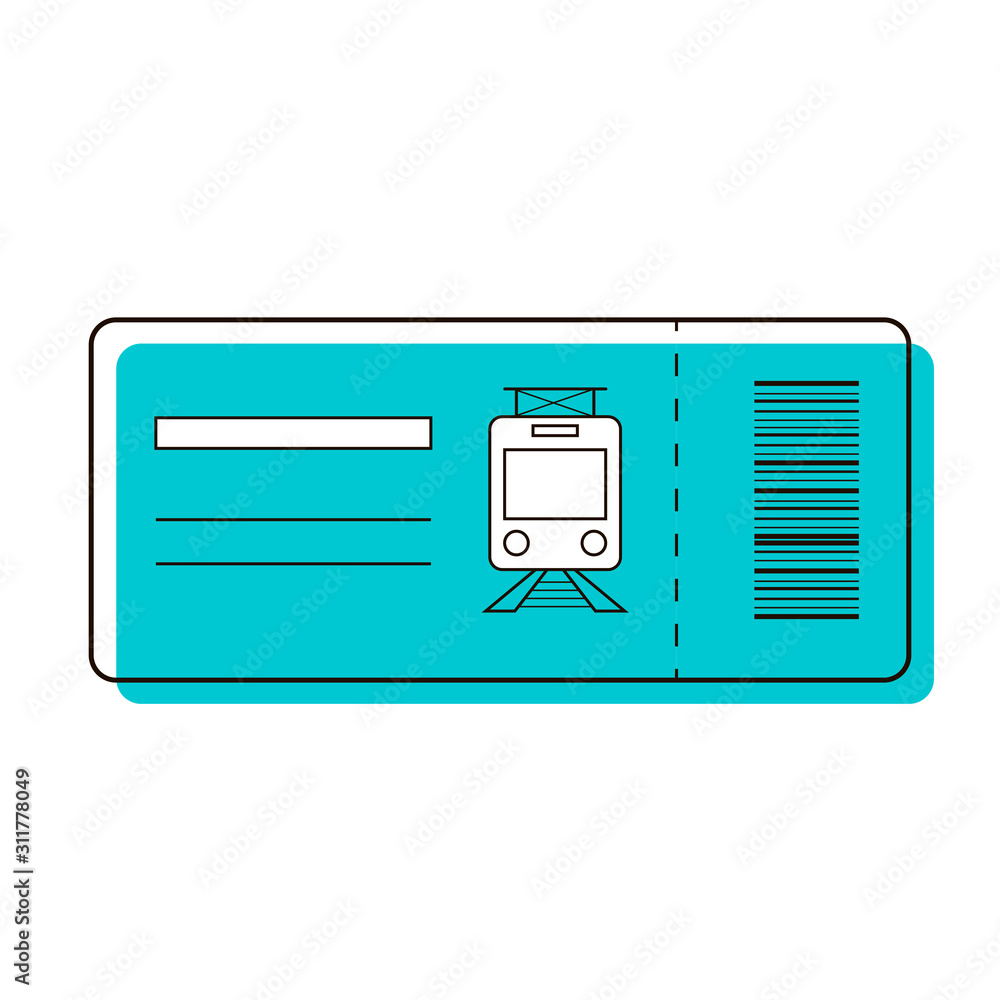 Train ticket with barcode. Ticket validation point. Point of sale of ...