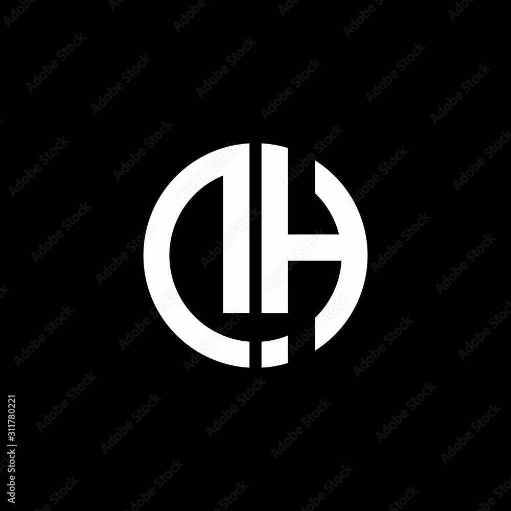 DH monogram logo circle ribbon style design template Stock Vector ...