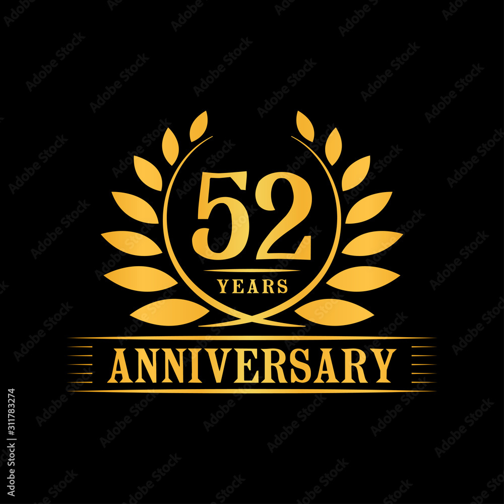 52 years logo design template. Anniversary vector and illustration ...