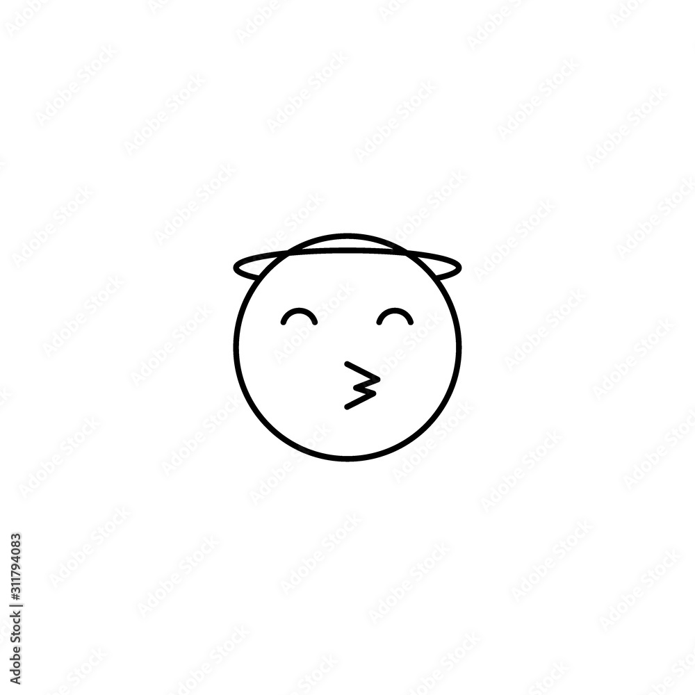 Set of outline emoticons, colorful emoji isolated on white background ...